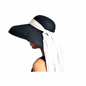 Utopiat High-End Audrey Style Adjustable Oversized Black Wool Hat W/Silk Scarf Inspired by BAT's