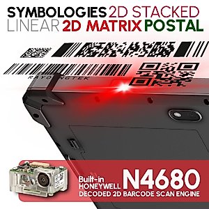 Rugged Windows11 Tablet with Barcode Scanner, 8" IP65 Enterprise Inventory Tablet Equip with N4680 Scan Engine 1D 2D Barcode Scanning, NFC Reader, 4G WiFi Pad Scanner for WMS ERP