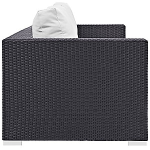Modway Convene Wicker Rattan Outdoor Patio Sofa in Espresso White