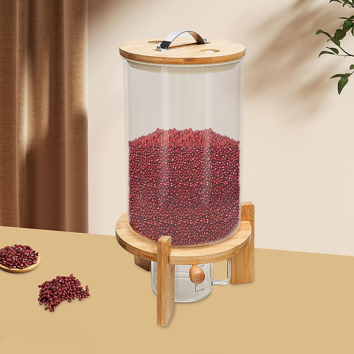 Miscellaneous Food Storage Tanks, Dry Food Dispenser with Control Glass, Airtight Food Grain Storage Container Rice Dispenser Creative Glass Food Storge Container for Kitchen Pantry Store (7.5L)