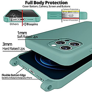 Blaspins Crossbody Strap Phone Case for iPhone 12 Mini, Adjustable Rope, Belt Neck Lanyard, String Detach Lanyard, Drop Proof Sturdy, Wrist Hands Free Protective Cover 5.4 inch 12 Mini - Pine Green