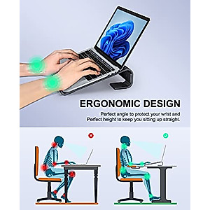 Soqool Laptop Stand for Desk, MacBook Stand Sturdy Laptop Riser, Ventilated Ergonomic Aluminum Laptop Holder Compatible with 12 13 15.6 17 Inch MacBook Pro Air/HP/Dell, Work Cooling Computer Stand