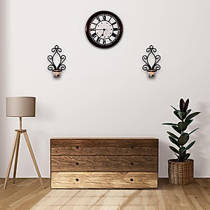 Hosley Iron Angel Wall Sconce Set - 7.68" Tea Light Candle Holders Pair of Decorative Iron Sconces for Home Decor Angel Wing Design Set of 2