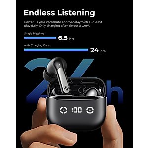 havit Wireless Earbuds Noise Cancelling, Bluetooth 5.4 Headphones with 4 ENC Noise Cancelling Mic, 40H Playtime, in-Ear Bluetooth Ear Buds 7 Preset EQs via App LED Display