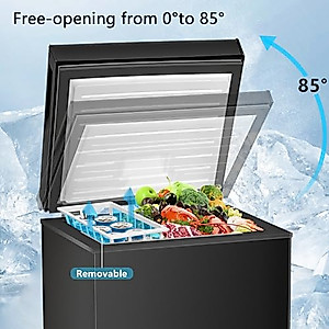 R.W.FLAME Chest Freezer 2.8 Cubic Feet, Small Deep Freezer with Basket, Adjustable Temperature, Energy Saving, Top open Door Mini Compact Freezer