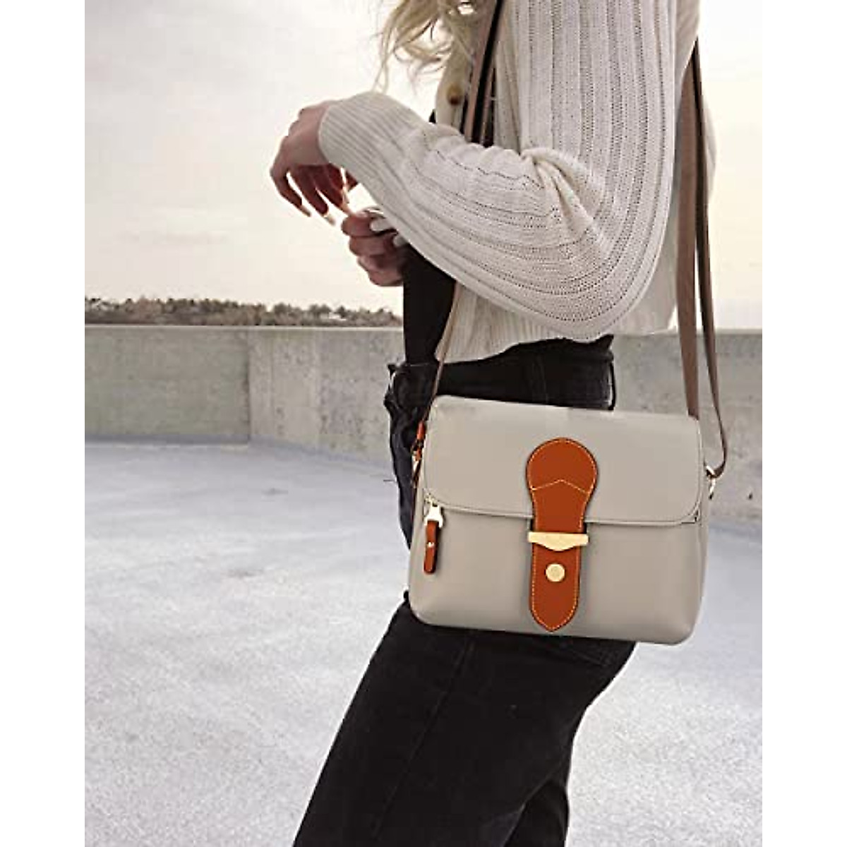 SATSEI Crossbody Bags for Women,Water Resistance Canvas Multi Pocket Crossbody Bags Travel Shoulder Bag