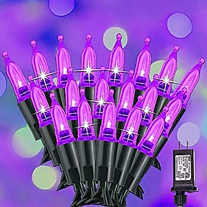200 LED Purple Halloween String Lights,66ft Fairy Lights Plug in, 8 Modes Connectable Green Wire LED String Lights for Indoor, Outdoor, Halloween, Holiday, Wedding, Party, Christmas Decorations