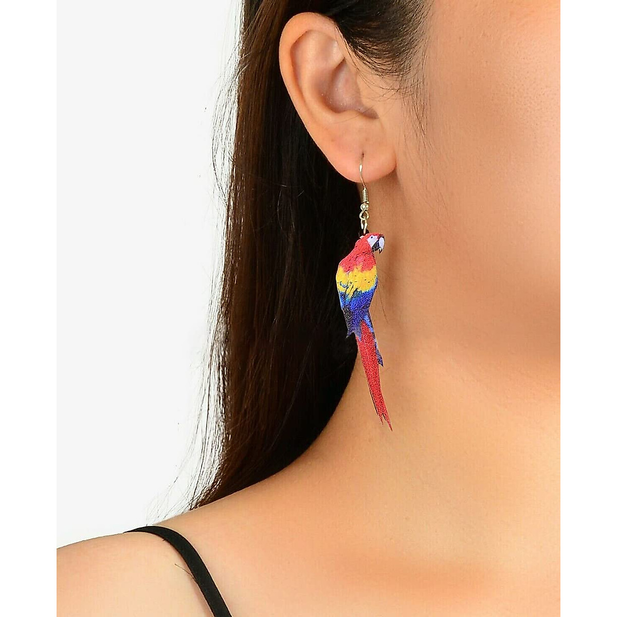 Colorful Parrot Dangling Hook Earrings for Women Cute Bird Animal Dangle Drop Silver Plated Pin Earring Lovely Boho Jewelry Gifts Hypoallergenic