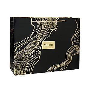 16" Large Black Gift Bag with Gold Line