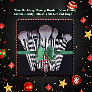 Makeup Brushes,Daubigny 16Pcs Silver Premium Synthetic Makeup Brush Set with Professional Foundation Brushes Powder Concealers Eye shadows Blush Makeup Brush for Perfect Makeup
