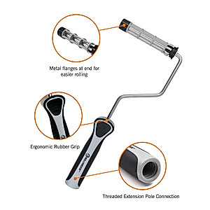 ROLLINGDOG 4 Inch Paint Roller - Mini Rollers Painting Include 4" Microfiber Jumbo Mini Paint Roller 3/8” Nap,Paint Tray with Disposable Liners (Pack of 3) and Paint Roller Frame