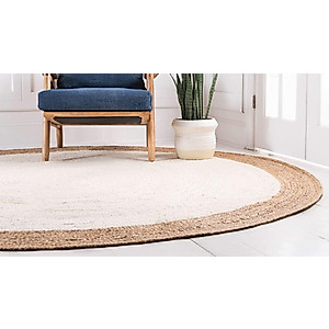 Unique Loom Braided Jute Collection Hand Woven Natural Fibers Ivory Round Rug (3' 3 x 3' 3)