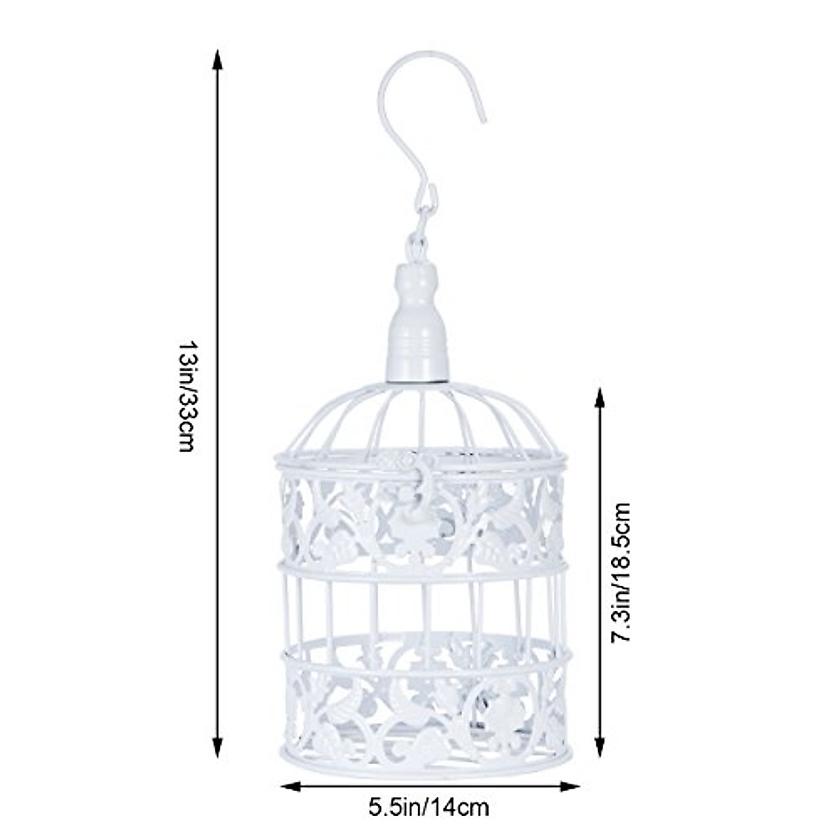 UEETEK Decorative Metal Bird Cage Home Hanging Ornament for Wedding Party Decoration (White)
