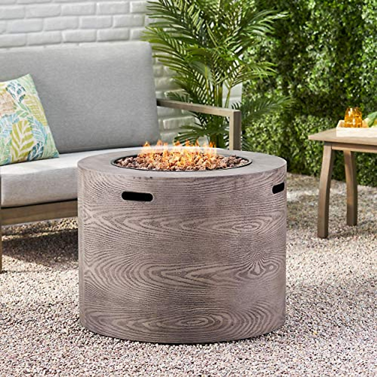 Christopher Knight Home Senoia Outdoor FIRE Pit, Wood Pattern Brown