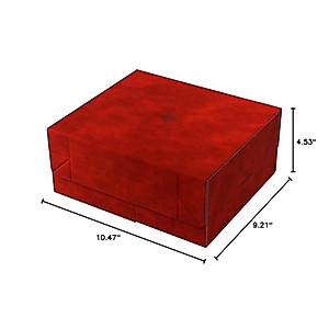 Gamegenic Game's Lair 600+ Convertible Deck Box in Red Color - Premium Game Storage Box Holds up to 600 Cards with Removable Cardboard