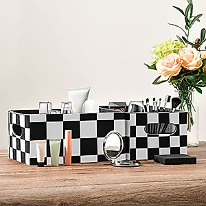 Kcldeci Buffalo Check Storage Bins Baskets for Organizing, Black White Plaid Checkered Sturdy Storage Basket Foldable Storage Baskets for Shelves Closet Nursery Toy