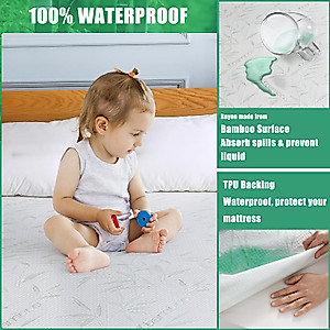 JamRest Waterproof Mattress Protector Queen Size, Viscose Cooling Breathable Mattress Cover, Fitted Deep Pocket Mattress Pad Cover Stretches up to 22 Inches, Noiseless Soft Bed Cover