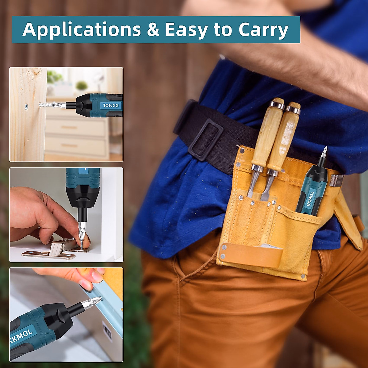 KKMOL Electric Screwdriver,3.6V Small Cordless Screwdriver Rechargeable, 4-Speed Torque (5n.M) Adjustment, Portable Electric Screwdriver Set With 108 Accessories and Usb Cable