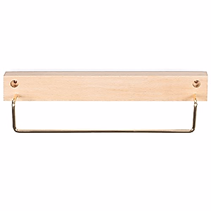 Navaris Hand Towel Holder - Wall Mounted Wood and Copper Rail for Holding Hand Towels - 11-3/4" Wooden Rack Small Metal Hang Bar for Bathroom Kitchen