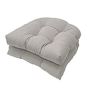 Srutirbo Outdoor Chair Seat Cushions Set of 2, Waterproof 19" x 19"U-Shaped Patio Chair Cushions for Indoor/Outdoor Wicker Chair Rocking Chairs, Garden Furniture Kitchen Dining Room (Light Grey)