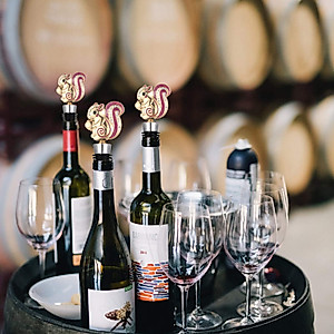 DOITOOL Alloy Wine Bottle Stopper Animal Squirrel Shaped Wine Pourer Reusable Beverage Plug Cap Champagne Saver for Easter Wedding Bar Party