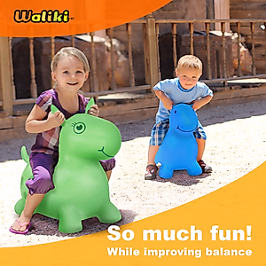 WALIKI Green Bouncy Horse for Kids | Inflatable Hopping Horse Ride-On Toy with Pump for Active Boys Ages 1, 2, and 3 | Balance & Sensory Ride-On Toy
