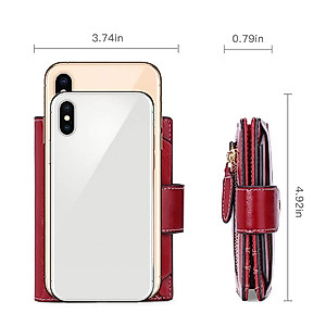 GOIACII Women Wallet RFID Blocking Leather Small Bifold Zipper Pocket Wallet Compact Card Case Purse with ID Window