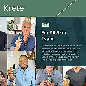 KRETE 30-Seconds Hydrating Facial Serum for Men - Helps with the Appearance of Aging, Wrinkles, Eye Bags, & Redness - Moisturize, Smooth, Hydrate, & Protect Your Skin - Oil-Free, All Skin Types