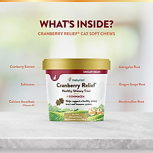 NaturVet Cranberry Relief Plus Echinacea for Cats, 60 ct Soft Chews, Made in The USA with Globally Source Ingredients