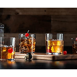 KooK Classic Whiskey Glasses, Double Old Fashioned Glass Cups, Drinking Glasses, Durable Glassware, Perfect for Bar or Home Use, Great for Bourbon, Scotch, Cocktails, Set of 6, 12 Oz