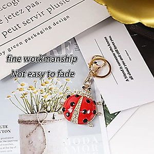 Ladybug Keychain - Key Decoration for Women,Rhinestone Crystal Gift to Friends Family,Sliver and Gold Alloy Keychain for Girls (Ladybug)