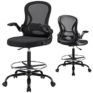 Fefances Drafting Chair Tall Office Chair for Standing Desk Chair Adjustable Height Stool Chair Black