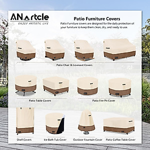 ANartcle Outdoor Swivel Rocker Chair Cover 2 Pack,Patio Swivel Chair Covers for Outdoor Furniture(28W x 33D x 38.5H Inch),Rocking Chair Covers Waterproof,Beige&Brown.