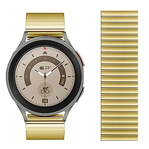 20mm Solo Loop Stainless Steel Metal Replacement Expansion watchband,Compatible Samsung,Fossil Q Gazer, Huawei, Garmin,Ticwatch Ms/Men’s Sport Stretchable No Buckle Bands Strap (6.5‘’（16.5cm), gold