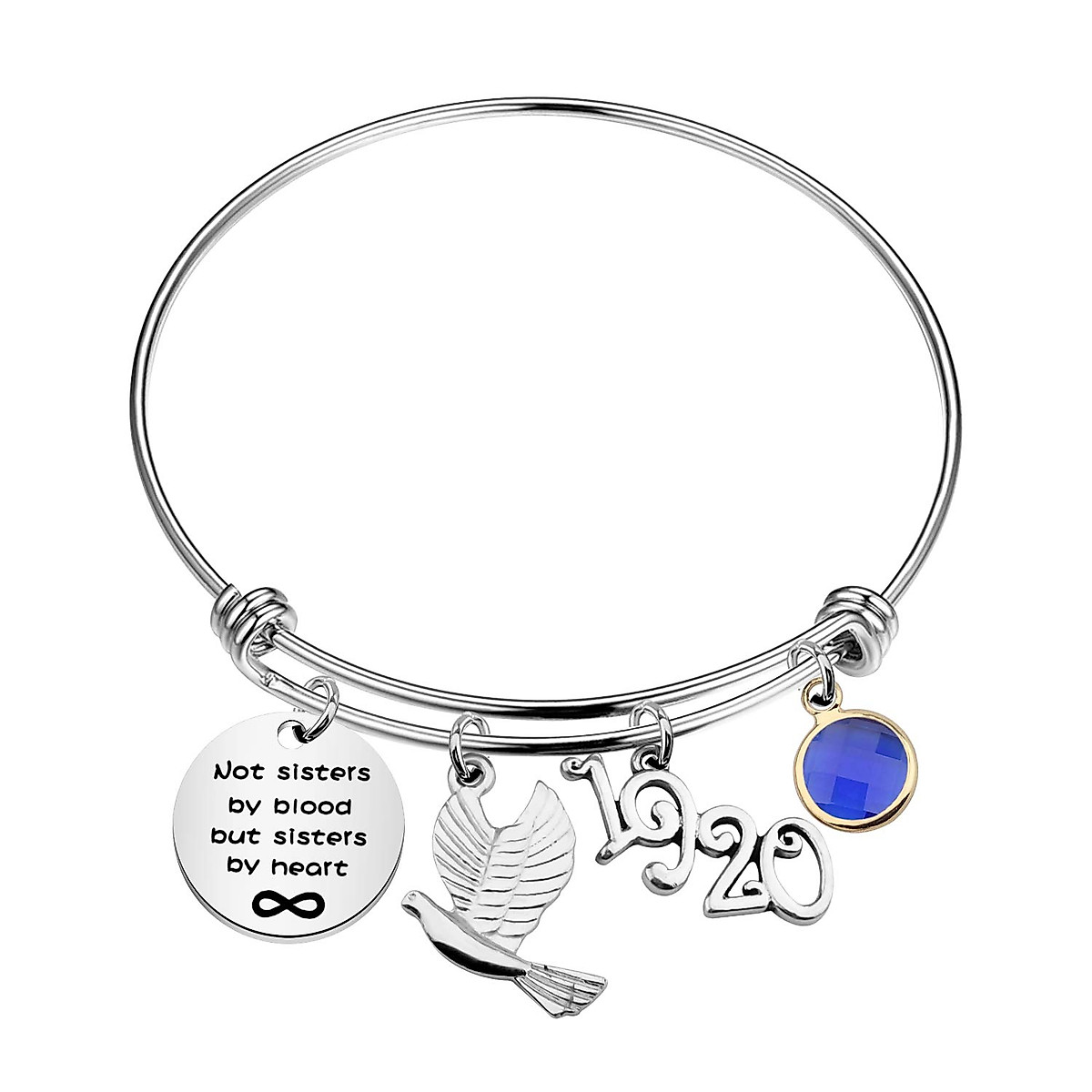 HOLLP 1920 Sorority Navy Jewelry Not Sis-ters by Blood But Sist-ers by Heart Pigeon Bracelet Sis-ter Gift Sorority Gift Greek Sorority Inspired Gift for Finer Women(Bracelet)