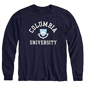 Ivysport Columbia University Lions Long Sleeve T-Shirt, Crest, Navy, X-Large Size