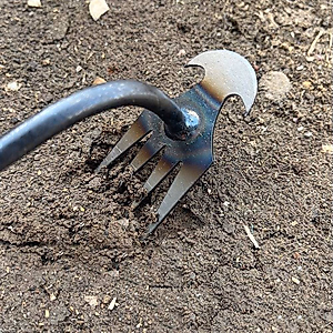 New Weeding Artifact Uprooting Weeding Tool, Upgrade Garden Weed Pulling Tool, Manganese Steel Forged Weed Puller 4 Teeth Dual Purpose Weeder with Handle for Garden Yard Farm (B-Iron Handle)