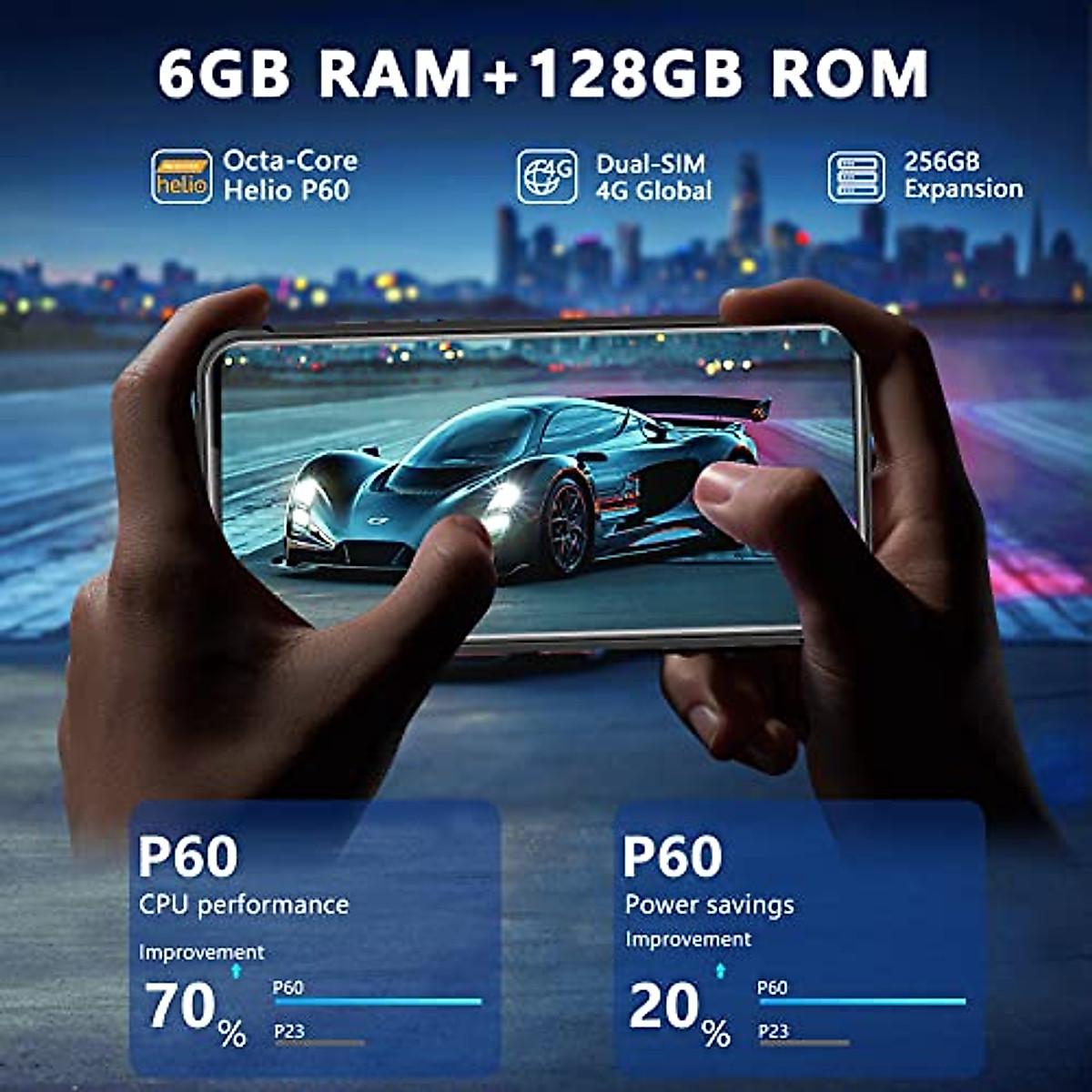 Rugged Smartphone Unlocked OUKITEL Phone WP9 6G+128G Dual Sim 8000mAh 5.86" HD+ Waterproof Cell Phone 16M/8M Triple Camera 4G Global Android10 Face ID WP5 Pro Upgrade Rugged Phone NO Support At&T