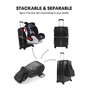 Car Seat Travel Belt, Adjustable Travel Strap for Transport Kid Car Seat to Convert Luggage Carts Into Airport Car Seat Stroller, Easy Carry Universal Size (Black)