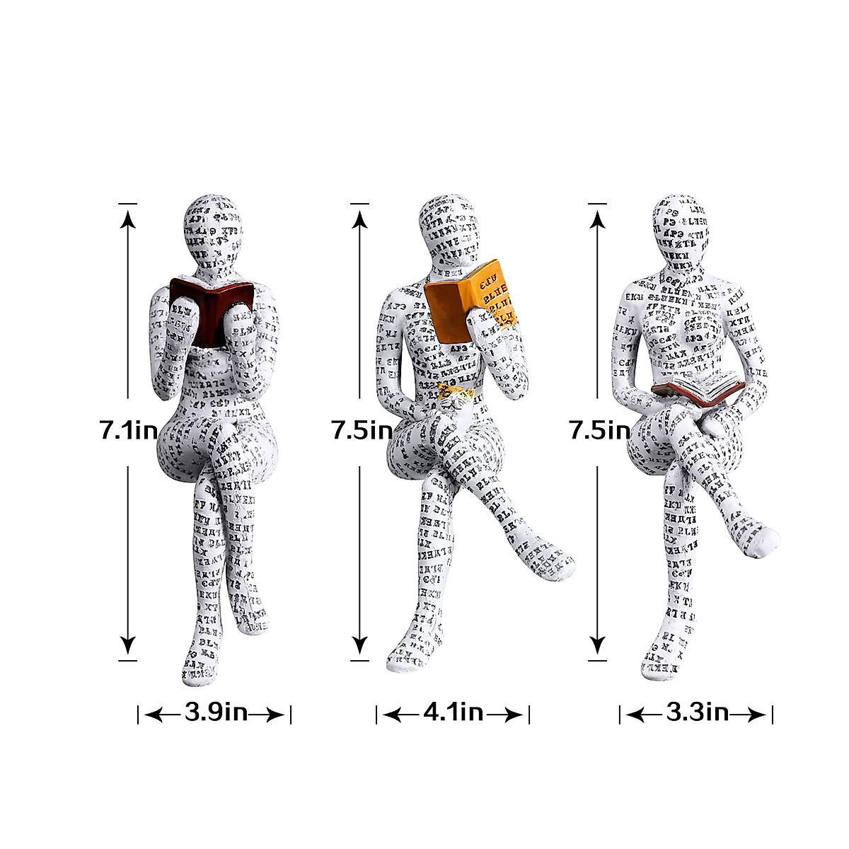 BEY-DMLS Reading Lady Statue, Lady Statue Decorative Female Figurine Thinker Statue Aesthetic Sculpture Room Decor, Bookshelf Desk Home Living Room Bedroom Decor Modern Abstract Decor (F)