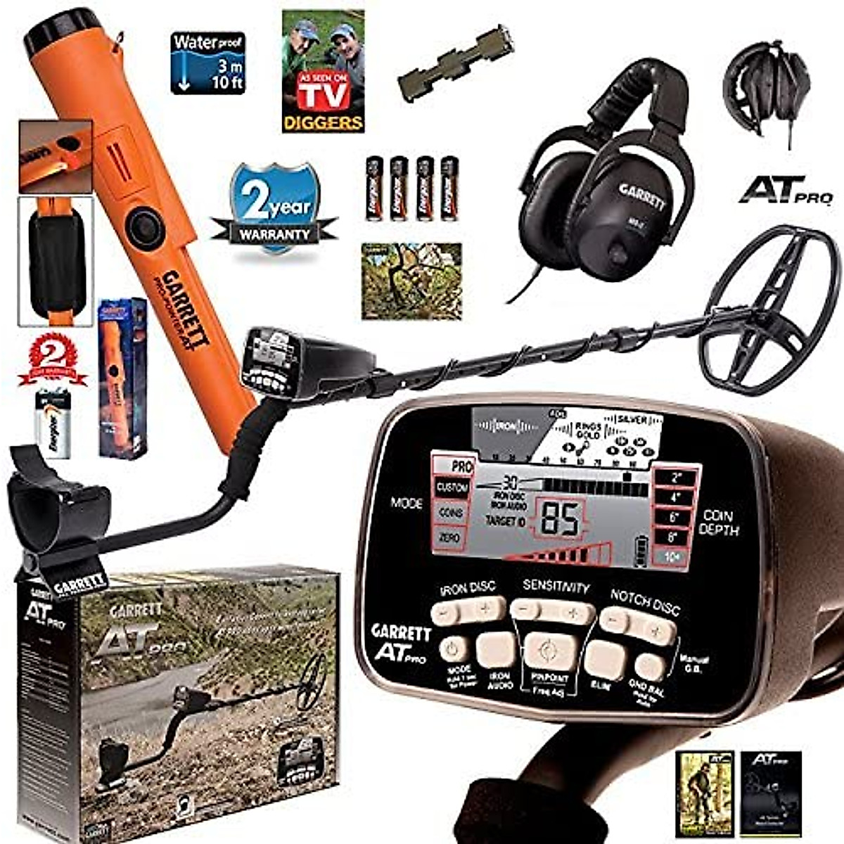 Garrett AT PRO Metal Detector with Pro-Pointer AT Underwater Pinpointer