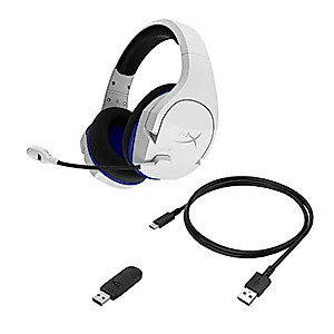 HyperX HHSS1C-KB-WT/G Cloud Stinger Core – Wireless Gaming Headset, for PS4, PS5, PC, Lightweight, Durable Steel Sliders, Noise-Cancelling Microphone - White