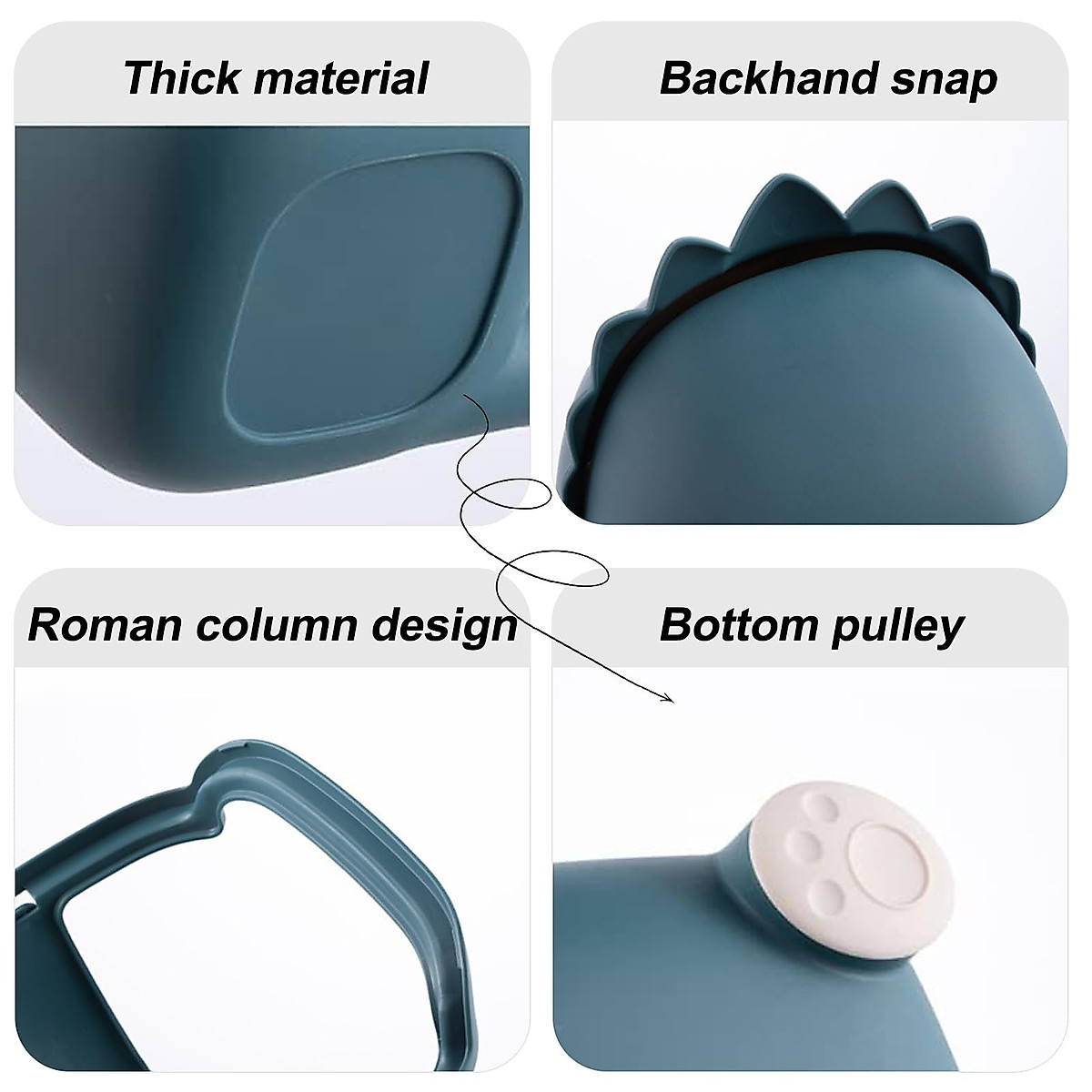 Cute Desktop Trash Can Plastic Creative Mini Lovely Living Room Dining Table Wastebasket with Lid Small Plastic Storage Bin for Home Children Bedroom (Dark Blue Monster)