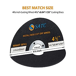 S SATC 4 1/2 Cut Off Wheel 50 PCS Cutting Wheels 4.5"x.040"x7/8" Angle Grinder Cutting Disc Ultra Thin Metal & Stainless Steel