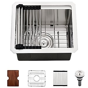 Stainless Steel Undermount Bar Sink Workstation-Bokaiya 13 Inch Undermount Wet Bar Sink 16 Gauge Single Bowl Small Bar Prep Sink with Cutting Board
