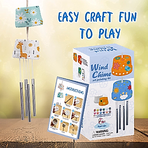 2-Pack Wind Chime Kit Arts and Crafts DIY Wind Powered Musical Chime Gift for Boys and Girls Construct & Paint Crafts for Kids Ages 4 5 6 7 8