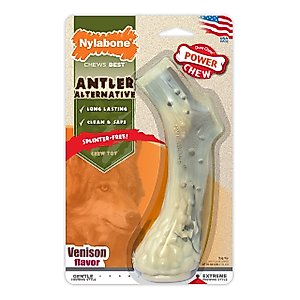 Nylabone Power Chew Antler Alternative Nylon Chew Toy for Dogs, Dog Toys for Aggressive Chewers, Venison Flavor, Large/Giant (1 Count)