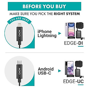 Movo Edge-DI Wireless Lavalier for iPhone - Perfect Compact Lav Mic for Smartphone Gimbal Stabilizer - Great for Vlogging, Filming, Teachers, and More - Compatible with DJI Osmo OM 4, 5