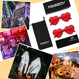 FEISEDY 2 Pack Rimless Heart Shaped Sunglasses Party Glasses Disco One Piece Transparent Trendy Love Glasses B2826-F2