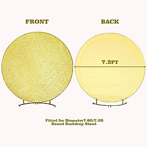 Gold Round Backdrop Cover 7.2ft Sequin Circle Backdrops Curtain Photo Backdrop Arch Covers for Wedding Party Baby Shower Bridal Shower Photography Birthday Prom Background Decorations